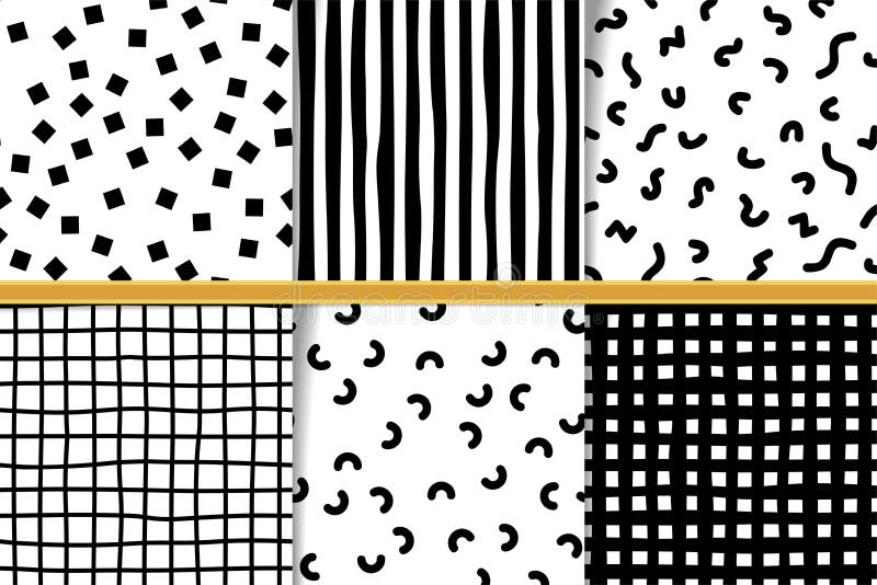 Set of Abstract Hand Drawn Monocolor Seamless Patterns Stock Vector ...