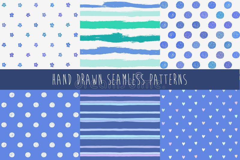 Set of Abstract Hand Drawn Patterns. Stock Vector - Illustration of ...