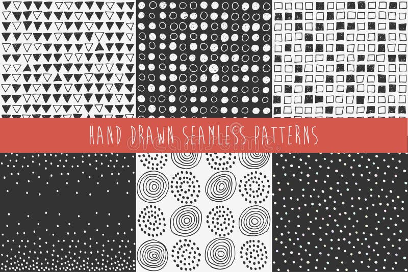 Set of Abstract Hand Drawn Patterns. Stock Vector - Illustration of ...