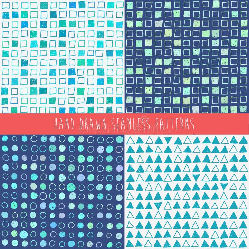 Set of Abstract Hand Drawn Patterns. Stock Illustration - Illustration ...