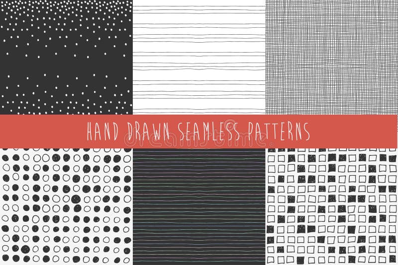 Set of Abstract Hand Drawn Patterns. Stock Illustration - Illustration ...