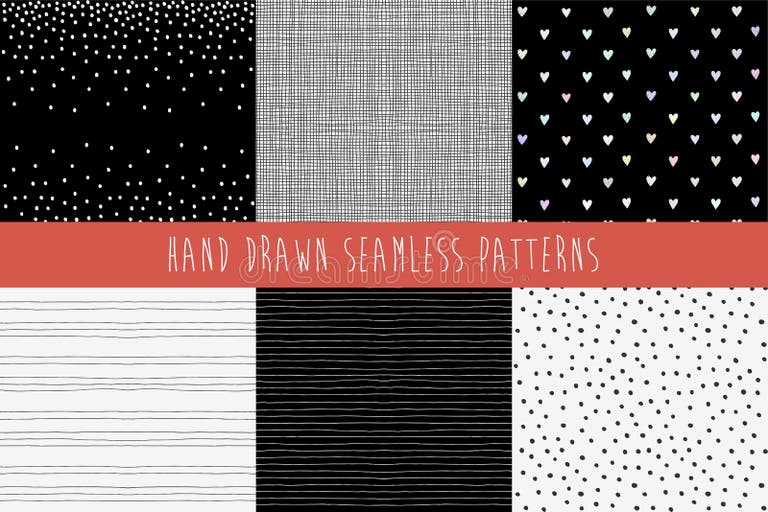 Set of Abstract Hand Drawn Patterns. Stock Illustration - Illustration of paper, fabric: 114741520