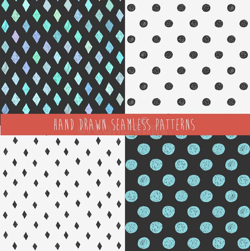 Set of Abstract Hand Drawn Patterns. Stock Illustration - Illustration ...