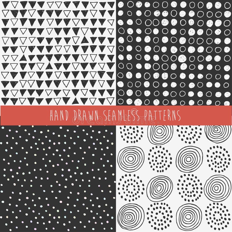 Set of Abstract Hand Drawn Patterns. Stock Illustration - Illustration ...