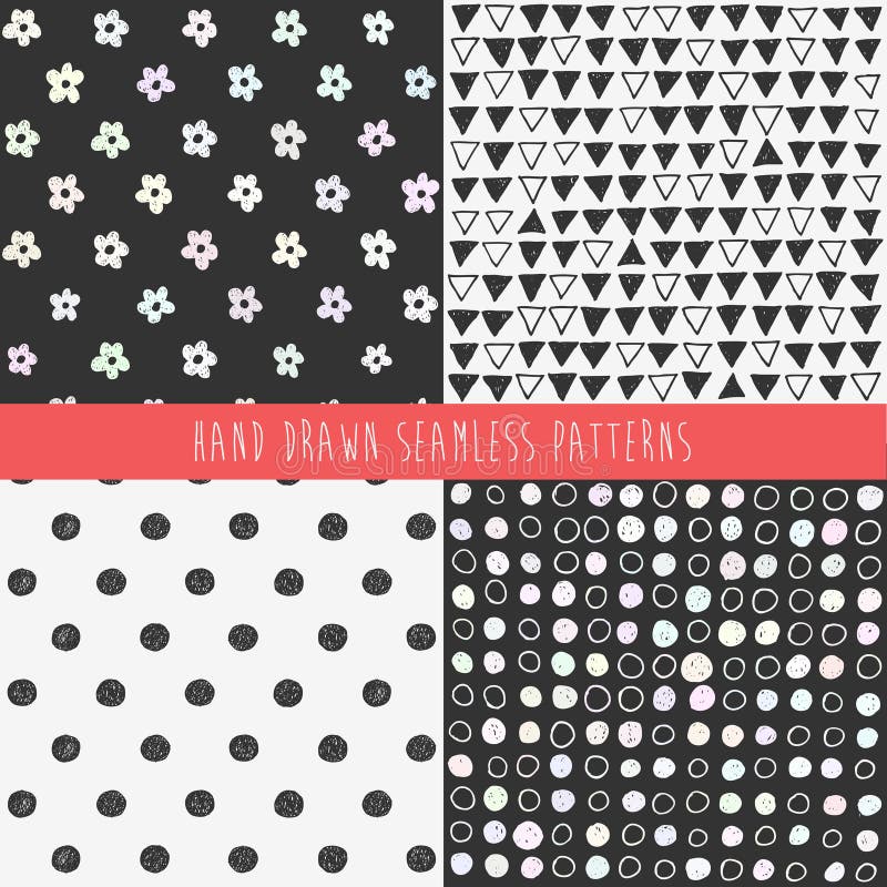 Set of Abstract Hand Drawn Patterns. Stock Illustration - Illustration ...