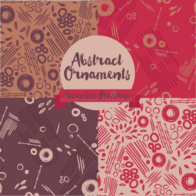 Set of Abstract Hand Drawn Seamless Backgrounds Stock Vector ...