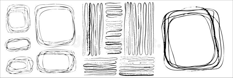 Set of Abstract Handmade Graphic Elements Isolated on White, for ...