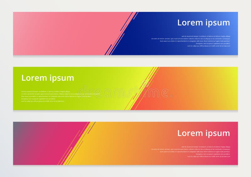 Set of Abstract Horizontal Banner Design Template Diagonal Lines ...