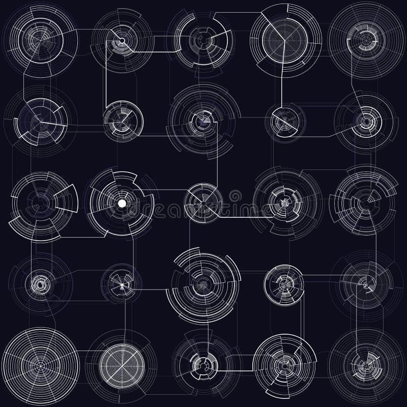 Set of Abstract Hud Elements on Black Background. High Tech Motion ...