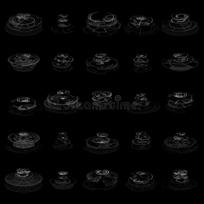 Set of Abstract Hud Elements Isolated on Black Background. High Tech ...