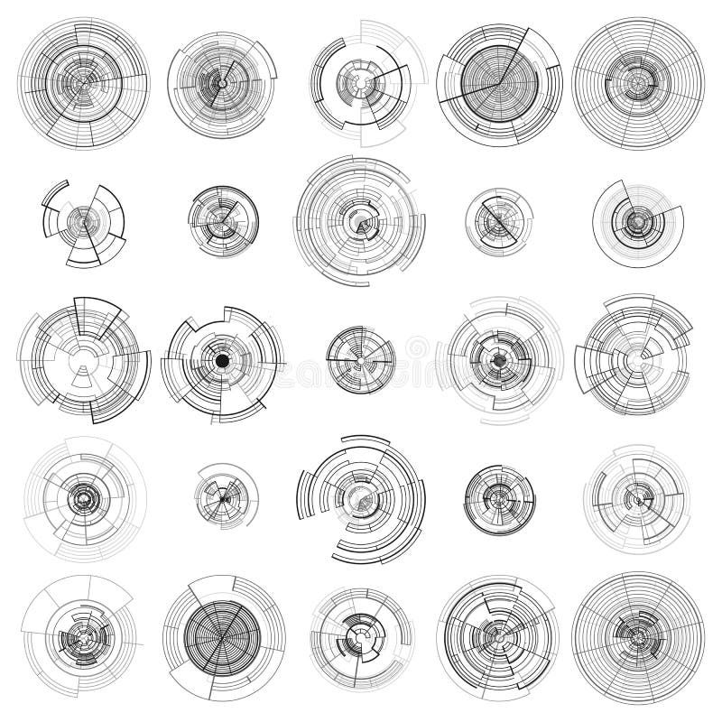 Abstract Round Technology Pattern on Dark Background, Golden Mandala ...