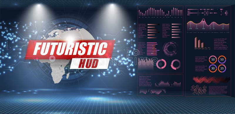 Set Abstract HUD Elements for UI UX Design. Statistic and Data ...