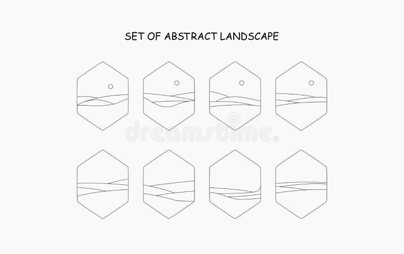 Set of Abstract Landscape. Abstract Line Landscape Stock Vector ...