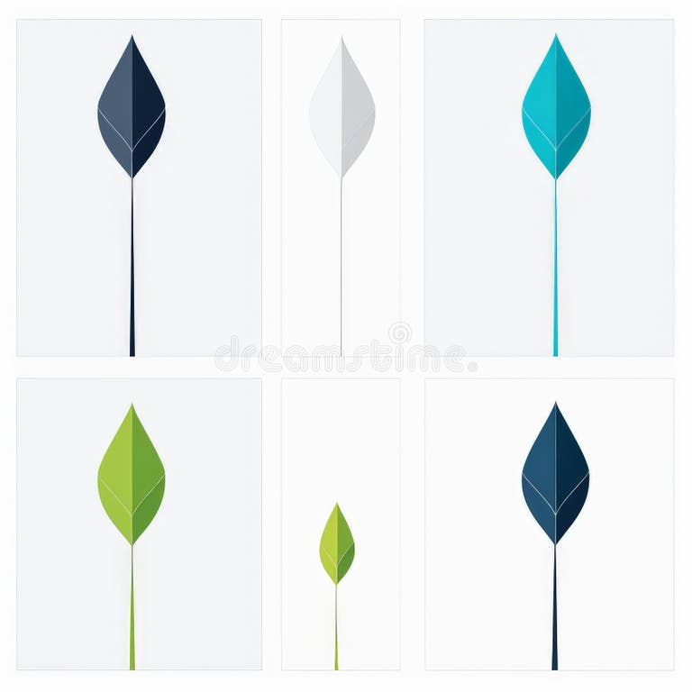 Set of Abstract Leaf Icon, Minimal Design Elements. Modern Vector ...