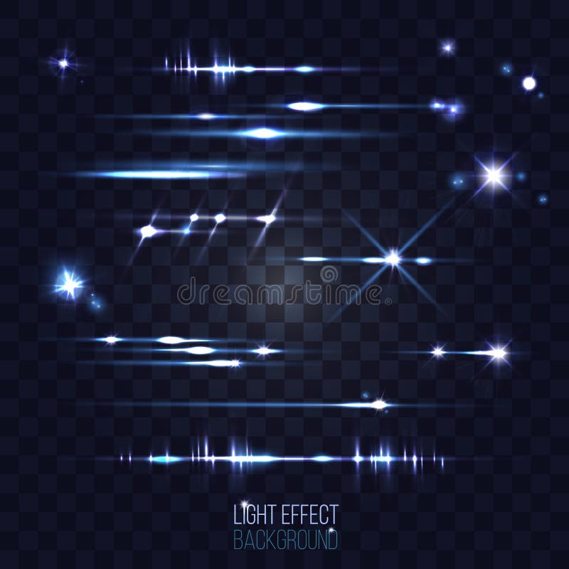 Set of Abstract Lens Stars and Flares on Transparent Background Stock ...