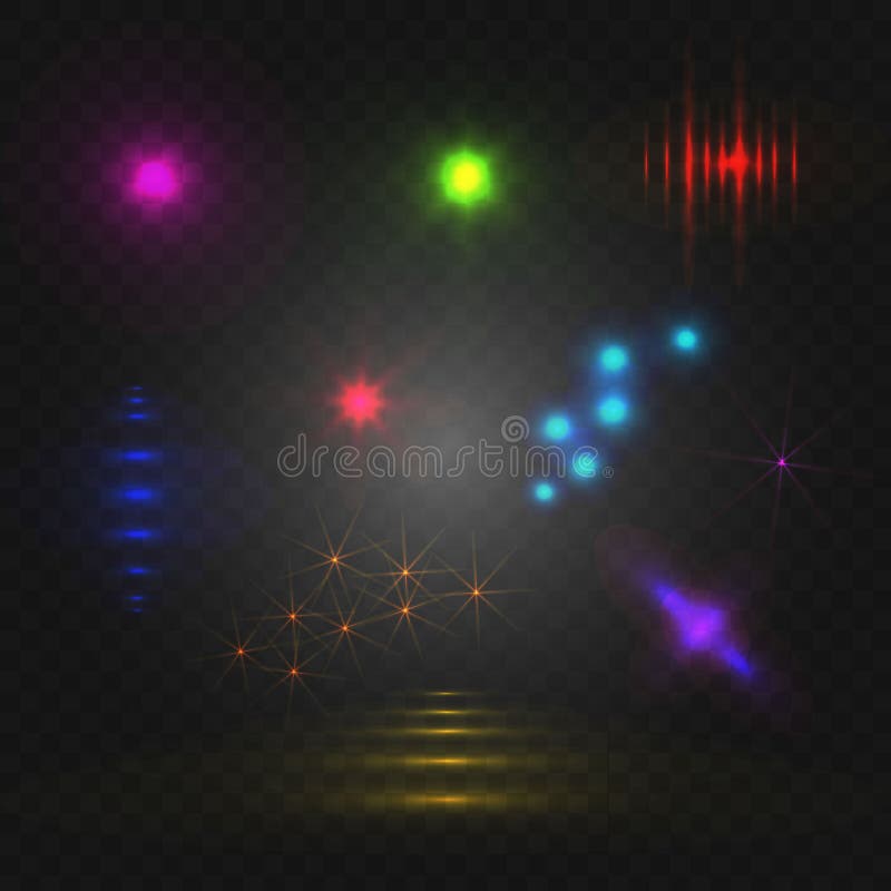 Set of Abstract Lights, VECTOR Glowing Elements Stock Vector ...