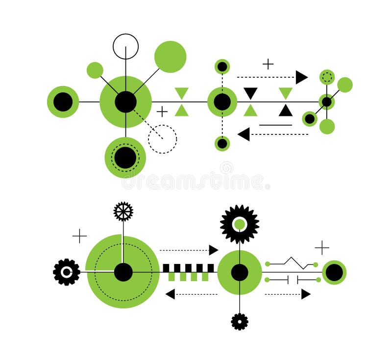 Set of Abstract Line Art Design Patterns for Graphics in Green Stock ...