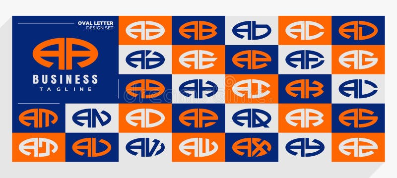 Set of Abstract Line Oval Letter a AA Logo Design Stock Vector ...