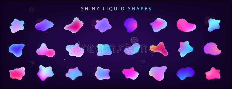 Set of Abstract Liquid Modern Graphic Elements. Dynamical Colored Forms ...