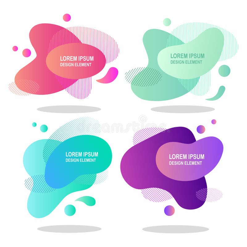 Set of Abstract Liquid Shape Isolated on White Background. Gradient ...