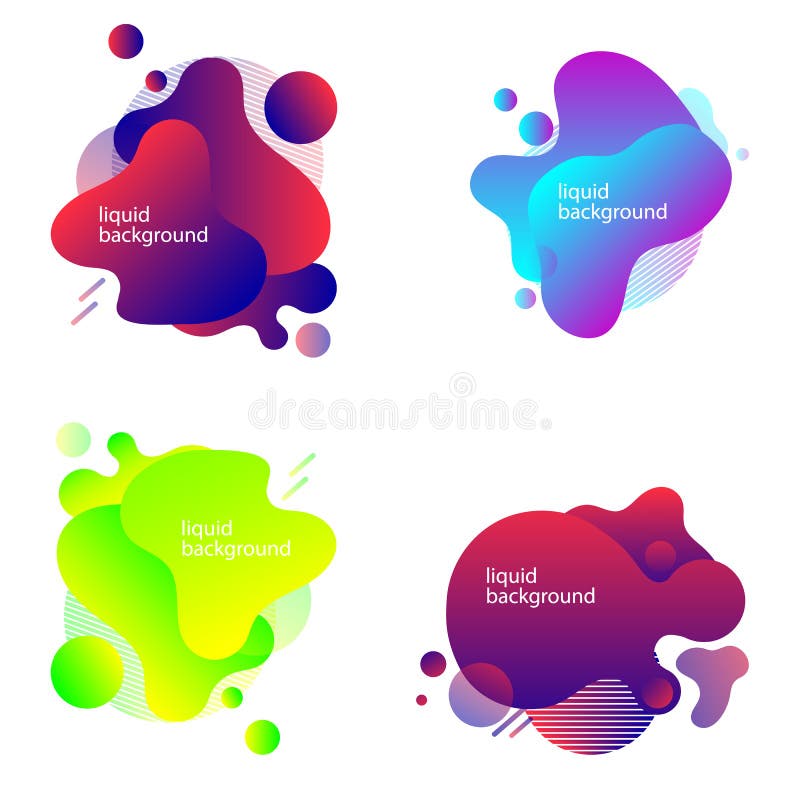 Set of Abstract Liquid Shapes. Fluid Design. Isolated Gradient Waves ...