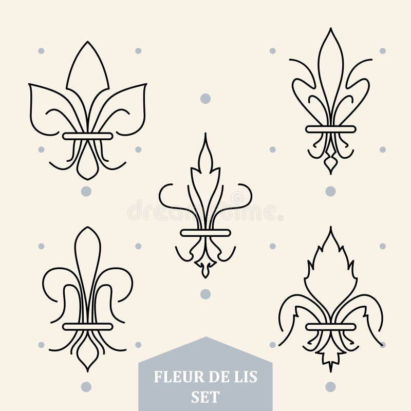 Set of Abstract Lys Flower Symbols Icons Vector Stock Vector ...