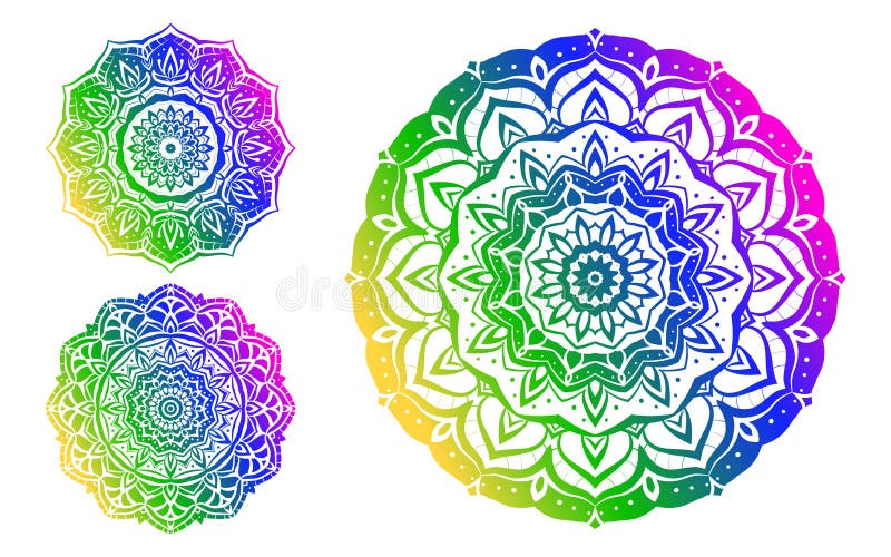 Set of Abstract Mandala Gradient Color Style Stock Vector ...