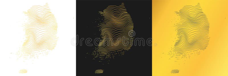 Set of 3 Abstract Maps of South Korea - Vector Illustration of Striped ...