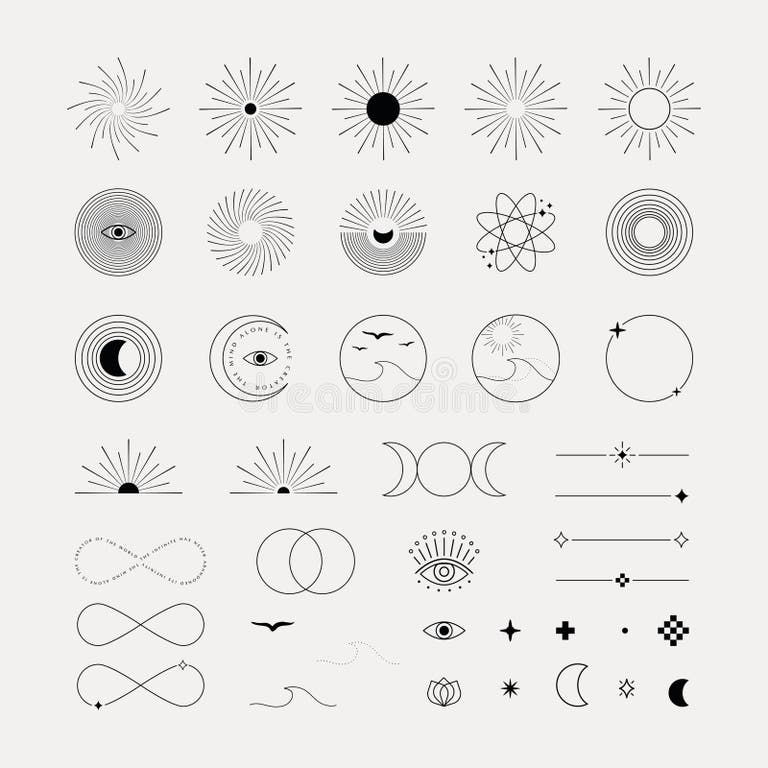 Set of Abstract Minimalistic Clean and Simple Circle Design Elements ...
