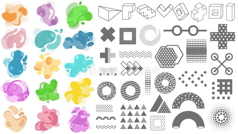 Set of Abstract Modern Geometric Elements and Color Shapes. Stock ...
