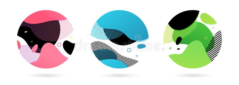 Set of Abstract Modern Graphic Circle Elements. Dynamical Colored ...
