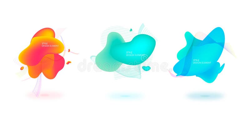 Set of Abstract Modern Graphic Elements. Dynamical Colored Forms and ...