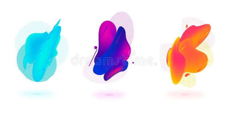 Set of Abstract Modern Graphic Elements. Dynamical Colored Forms and ...