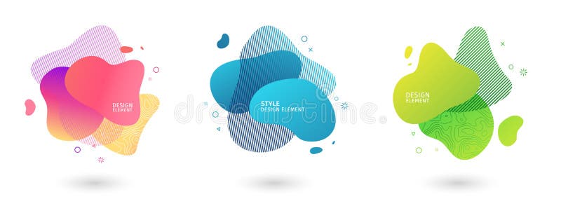 Set of Abstract Modern Graphic Elements. Dynamical Colored Forms and ...