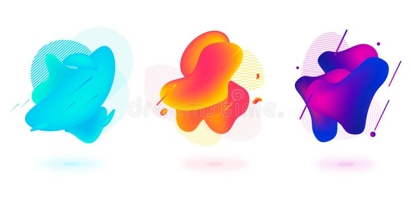 Set of Abstract Modern Graphic Elements. Dynamical Colored Forms and ...