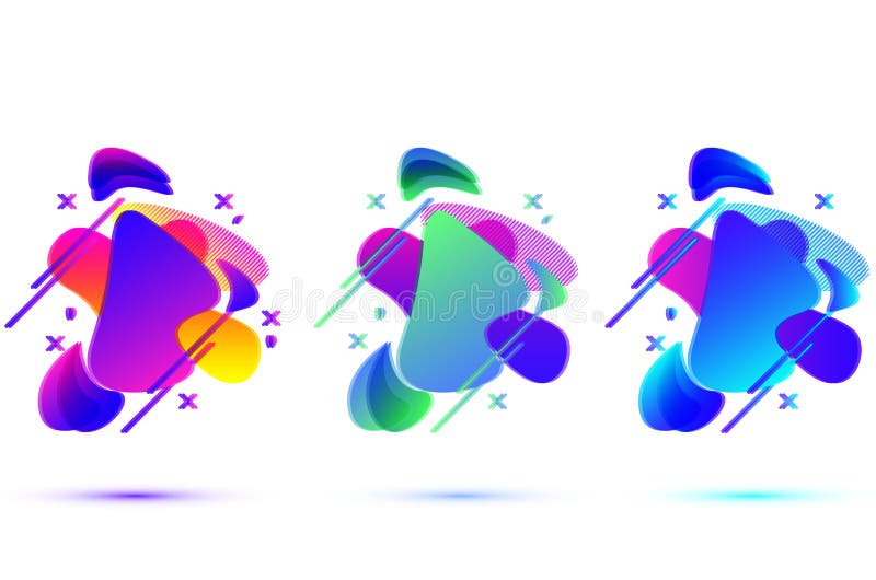 Set of Abstract Modern Graphic Elements. Dynamical Colored Forms and ...