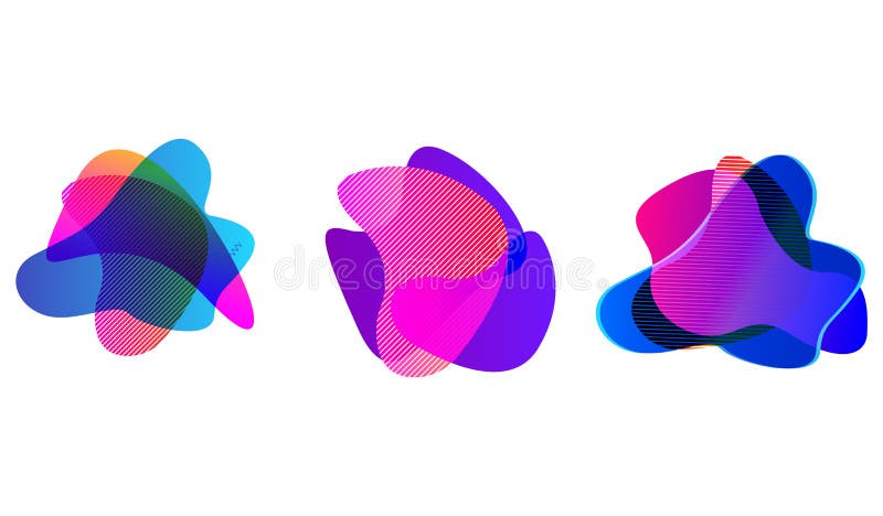 Set of Abstract Modern Graphic Elements. Dynamical Colored Forms and ...