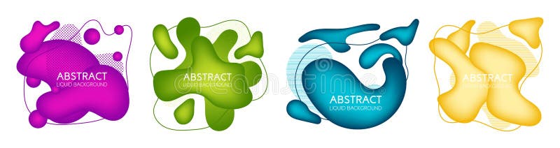 Set of 4 Abstract Modern Graphic Liquid Elements. Dynamical Waves ...