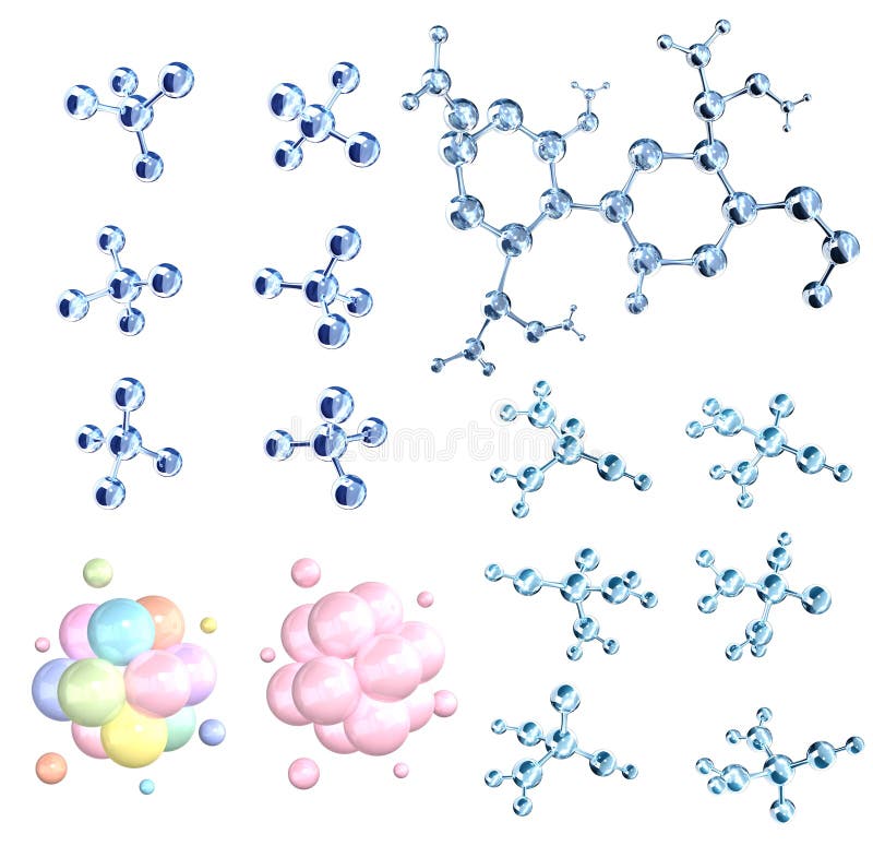 Set of Abstract Molecular Structure Stock Illustration - Illustration ...