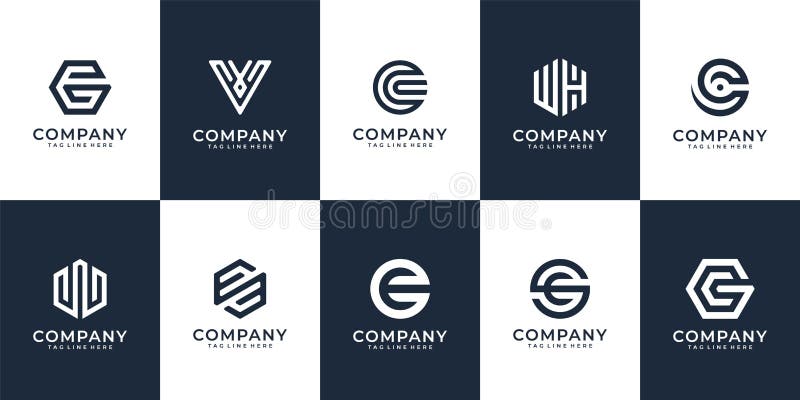 Set Of Abstract Monogram Logo Design Inspiration Stock Vector Illustration Of Business