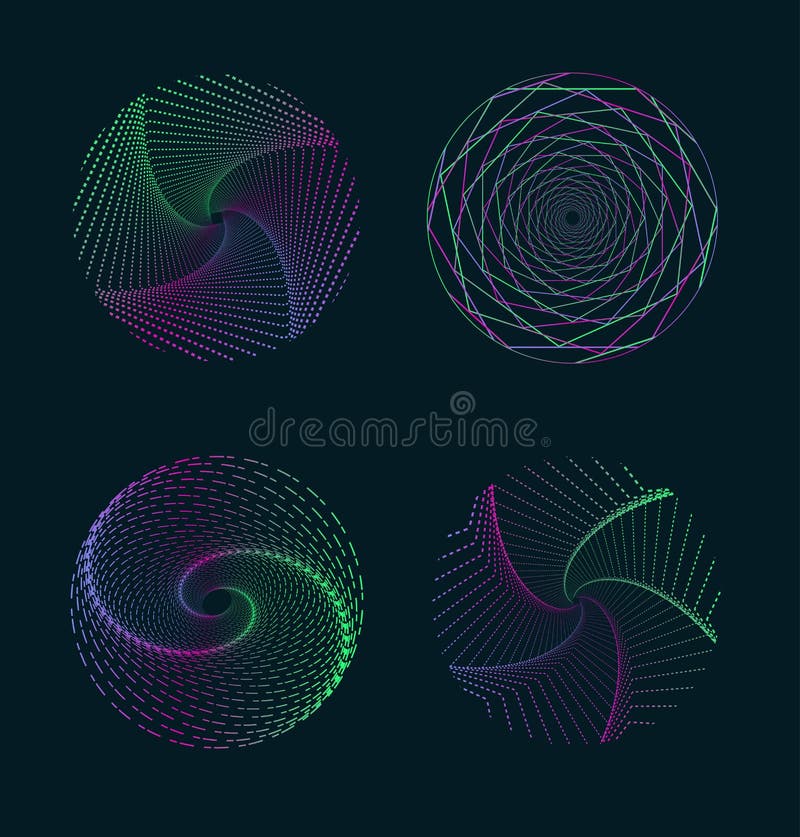 Set of Abstract Neon Color Swivel Geometric Line Patterns for Your ...