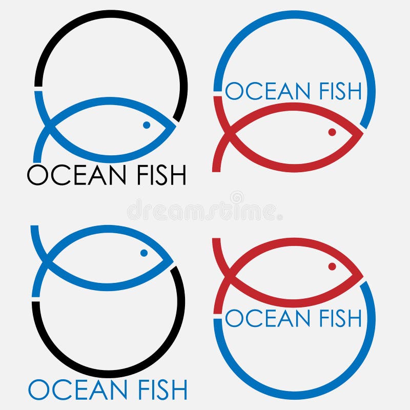 Set of Abstract Ocean Fish Logo in Circle Shape Stock Vector ...