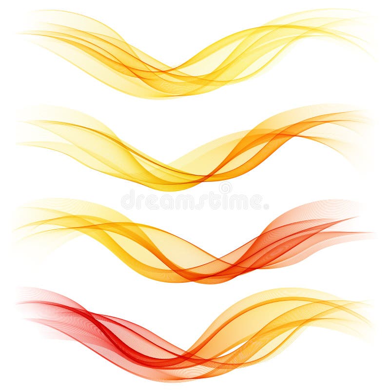 Set of Abstract Orange Waves. Vector Illustration Stock Vector ...