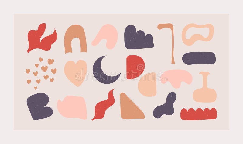 Set of Abstract Organic Shape. Hand Drawn Doodle Art Stock Vector ...