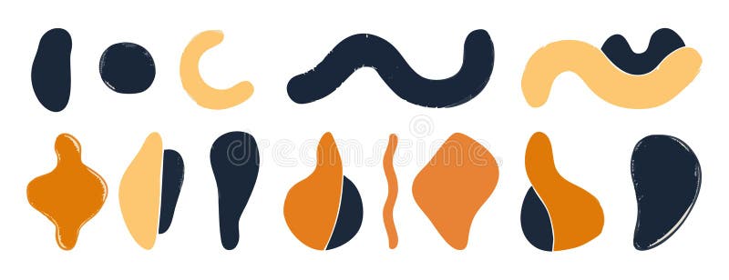 Set of Abstract Organic Shape. Hand Drawn Doodle Art Stock Vector ...