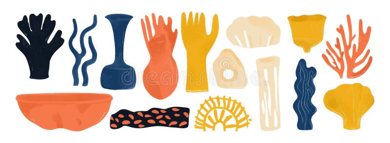 Set of Abstract Organic Shape. Hand Drawn Doodle Art Stock Vector ...