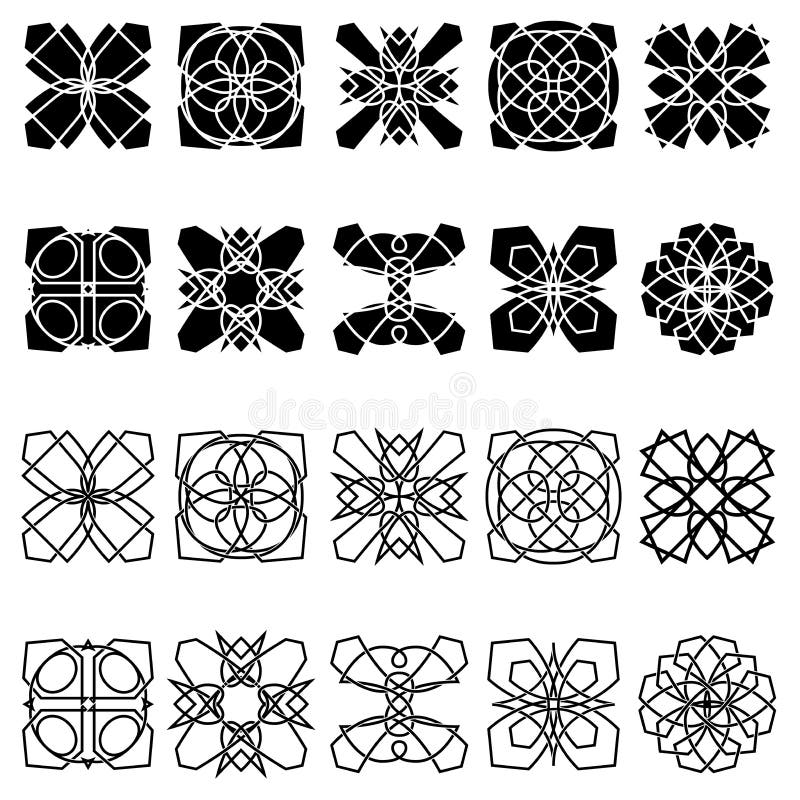Set of Abstract Ornamental Shapes Stock Illustration - Illustration of ...