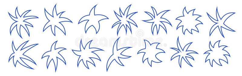 Set of Abstract Outline Playful Shape. Retro Spiked Circle Stickers ...