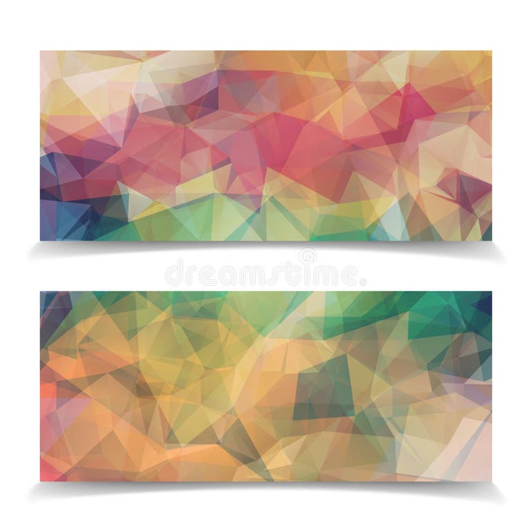 Set of Abstract Pastel Colored Triangular Polygonal Heade Stock Vector ...