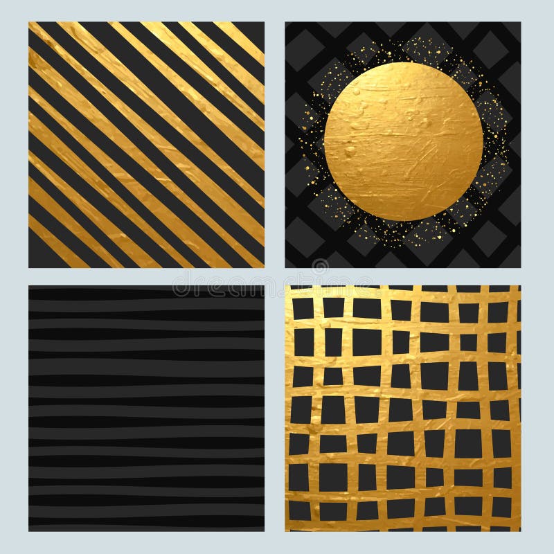 Set of Abstract Pattern with Golden Texture. Stock Illustration ...